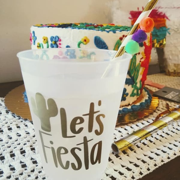 Fiesta Cups Birthday Party Plastic Cups Mexican Themed Cups Let's ...