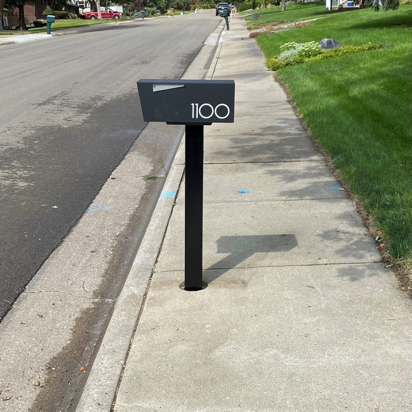 ANTHONY B - the Black Minimalist - Modern Post Mounted Mailbox ...