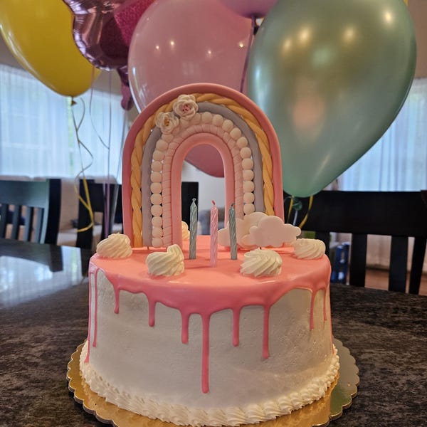 Pink or Beige Rainbow Fondant Cake Topper - Etsy