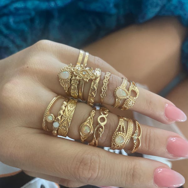 21pcs Stackable Rings Set Multi Design Rings, Yin Yang, Black Rings ...