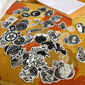 50 Cool Black and White Goth Laptop Stickers Dark Skull Tattoo - Etsy