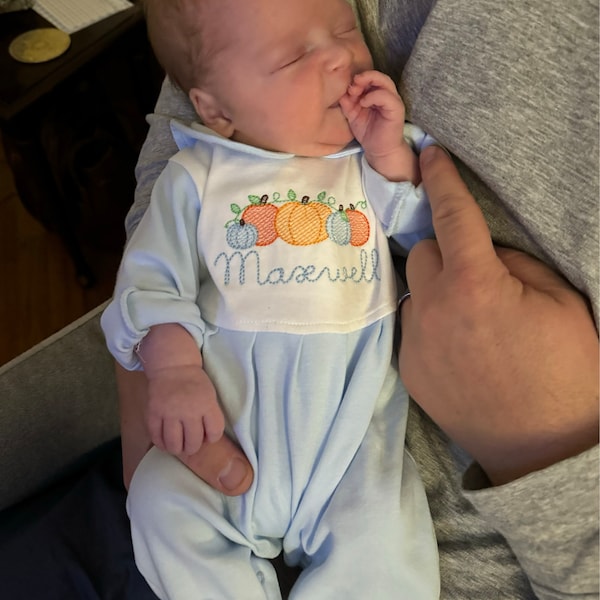 Fall Outfit - Pumpkin Boy Romper - Baby Boy Outfit - Personalized ...