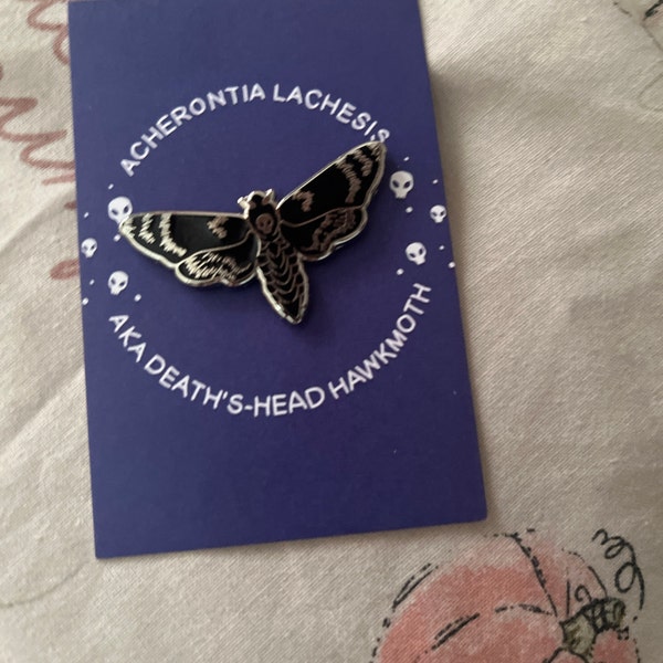Death’s-head Hawkmoth Enamel Pin Badge • Gothic Skull Moth Pin • Spooky ...