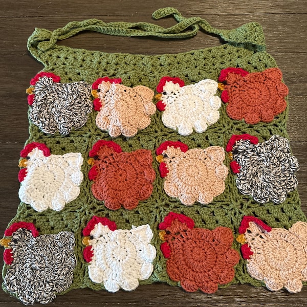 Nesting Hens Egg Gathering Apron, Crochet Pattern, No Sew, Egg Apron ...
