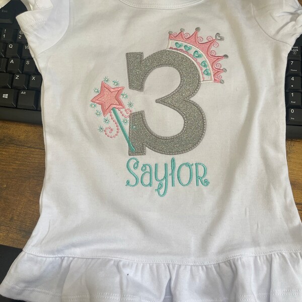 Princess Girl Birthday Shirt, Princess Party Outfit, Glitter Princess, 1st 2nd 3rd 4th 5th 6th ...