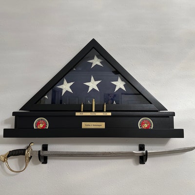 Retirement Flag Display Case W/ Etched Military Seal - Etsy