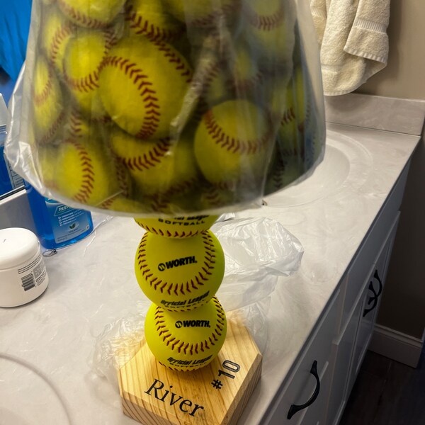 Softball Lamp. Made With Real Softballs. Yellow Balls. - Etsy