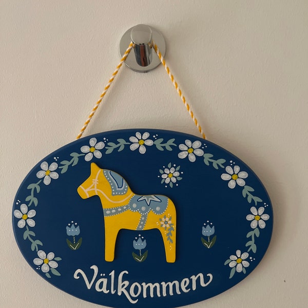 Swedish Welcome Sign, Dala Horse, Swedish Sign, Swedish Gifts, Swedish ...