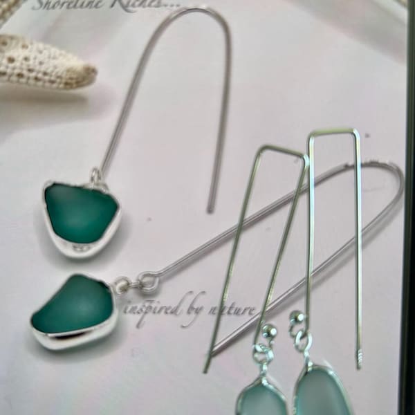 SEA GLASS Earrings ~ Stunning Culture Sea Glass Threader Earrings ...