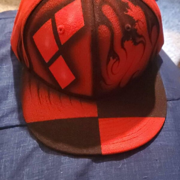 Airbrushed Deep Water Blue Battle Bat Snapback Hat Hand Painted ...