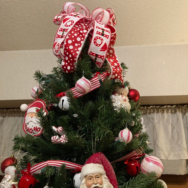 Outdoor Ho Ho Ho Christmas Bow, Red and White Christmas Mailbox Bow ...