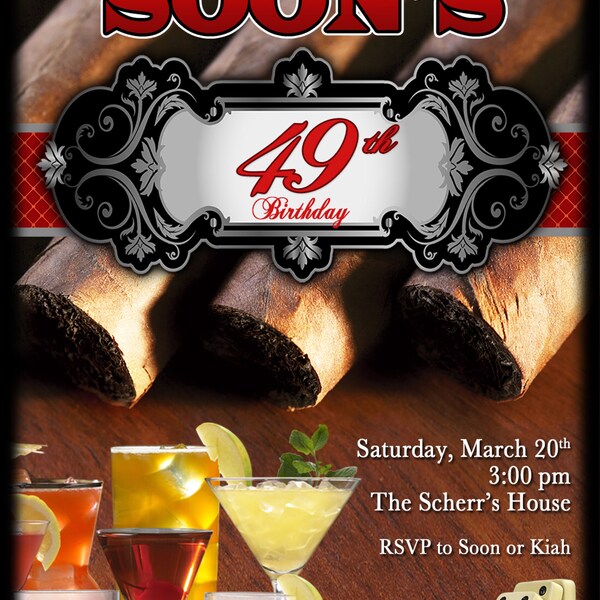Cigar Invitation, Adult Cigars Birthday Invitation, Cigar Invitation ...