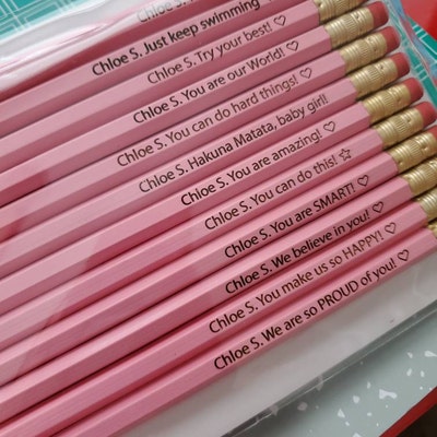 Pastel Pink Custom Pencils, Personalized Pencils, Engraved Pencils ...