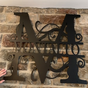Custom Metal Signs Monogram Wall Decor Metal Wall Art Last Name Sign ...