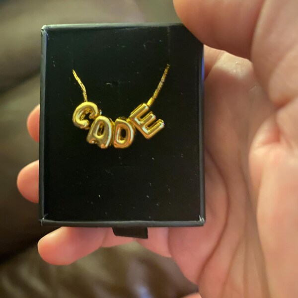 Personalized Tiny Balloon Initial Name Necklace, Mini Name Necklace, Minimalist Necklace ...