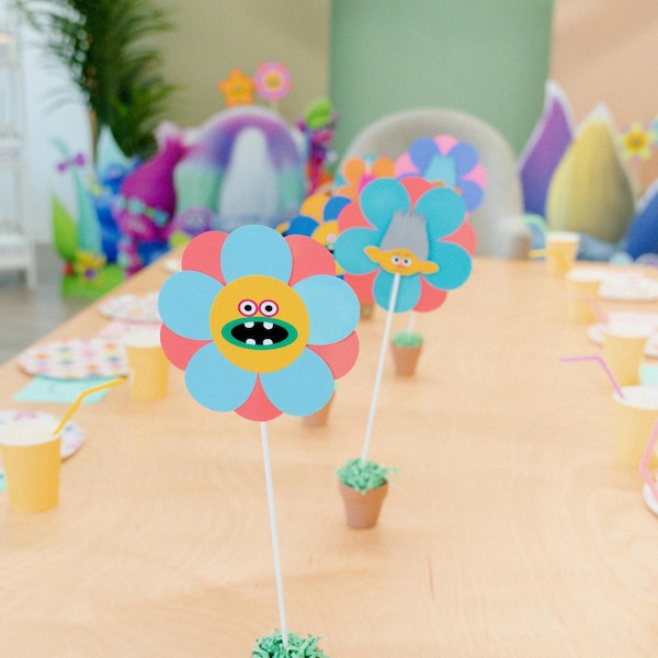 Trolls Paper Flowers . Trolls Party Decorations . Flower Cutouts - Etsy