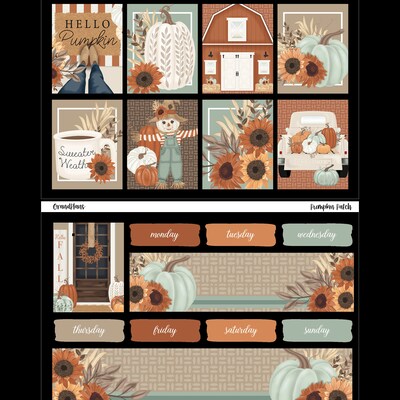 Fall Pumpkin Patch Digital Paper Set Scarecrow Farmhouse - Etsy