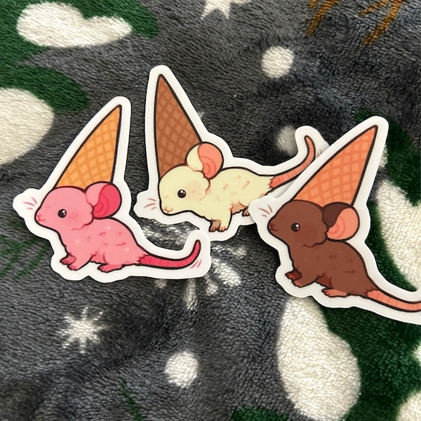Neapolitan Mice Ice Cream Cone Stickers: Cute Mouse Stickers for Water ...
