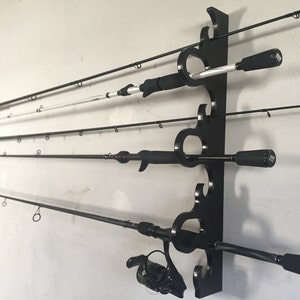 DELUXE - 7 Fishing Rod Rack Holder - Vertical Storage Wall Mounted ...