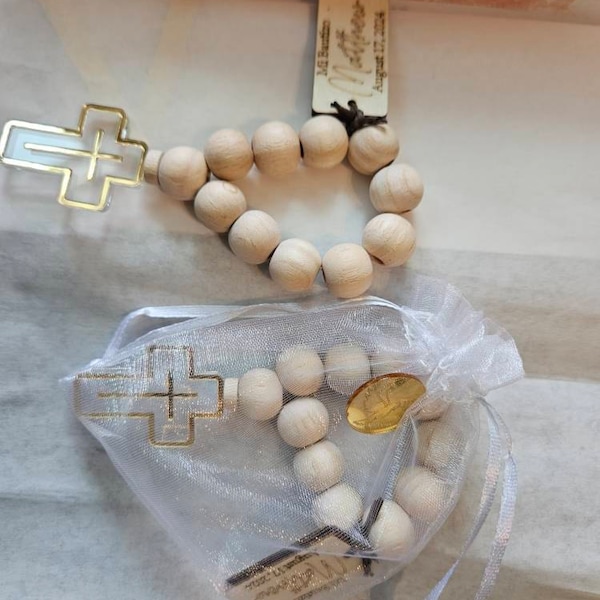 Christening Guest Favors, Personalized Mini Wooden Rosary Favor Baptism ...