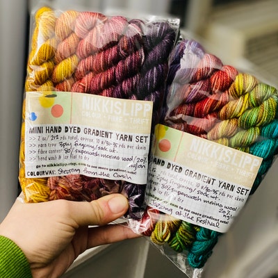 Ready to Ship Gradient Mini Skein Sets lace & Fingering Wt. Hand Dyed ...