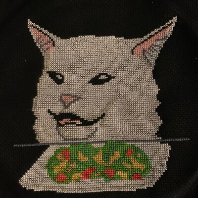 Meme Cat Cross Stitch Pattern, Funny Cross-stitch Design, Modern ...