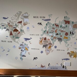 Retro World Map Wall Decal World Map Wall Sticker Nursery - Etsy