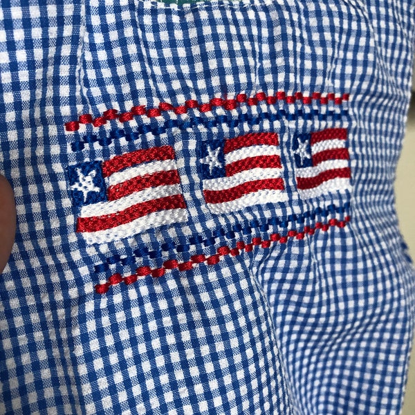 Baby Boy Blue Seersucker Patriotic/flags Bubble - Etsy
