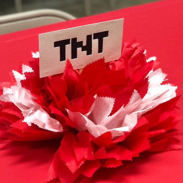 Pixelated Pom Centerpieces Pixelated Party Pixelated Pom Flowers ...