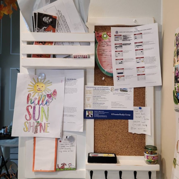 Command Center/organizer With Dry Erase Board, Cork Board, Mail Holder ...