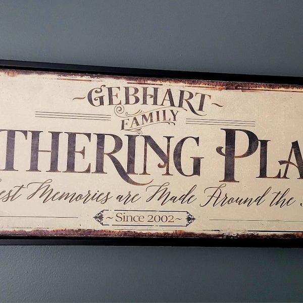 Personalized Gathering Place Sign: Custom Family Name, Established Date ...