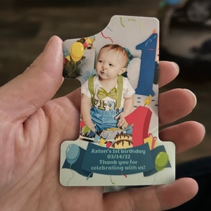 Personalized First Birthday Party Photo Fridge Magnet Favours With ...