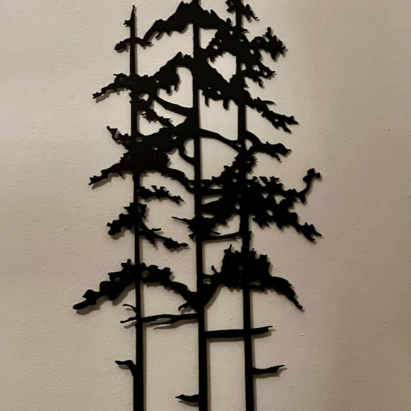 Wispy Pine Tree Metal Wall Art | Cedar Tree Metal Sign | Three Trees ...