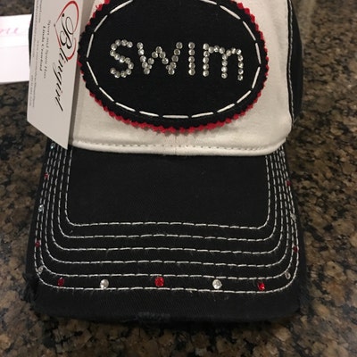 Bling SWIM Mom Distressed Ball Cap Custom Swim Hat - Etsy