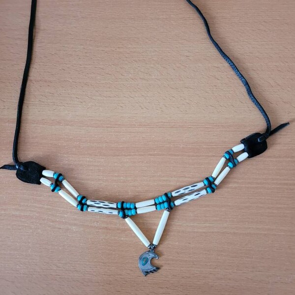 Native American Choker W/ Feather Cherokee Made William Lattie Comes W ...
