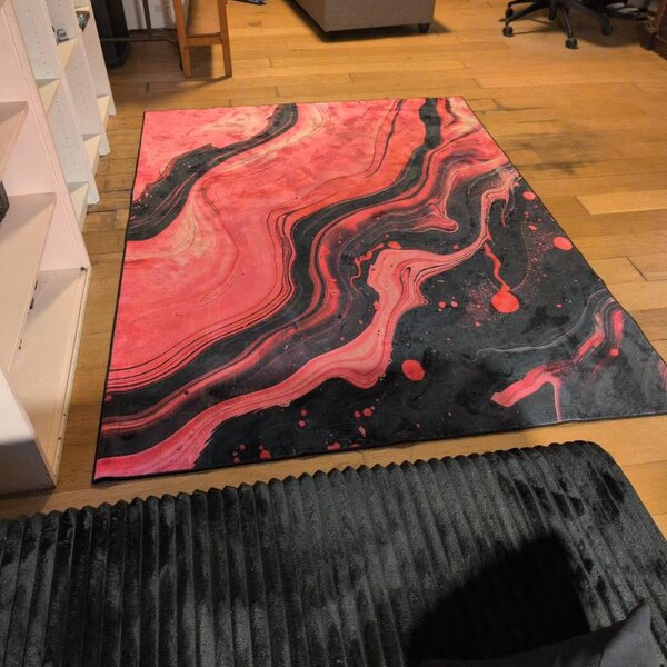 Abstract Brushstroke Rug, Contemporary Splatter Art Rug, Bold Abstract ...