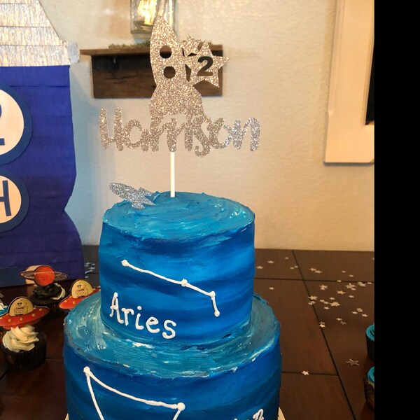 Custom Rocket Ship Cake Topper, Rocketship Cake Topper, Space Themed ...