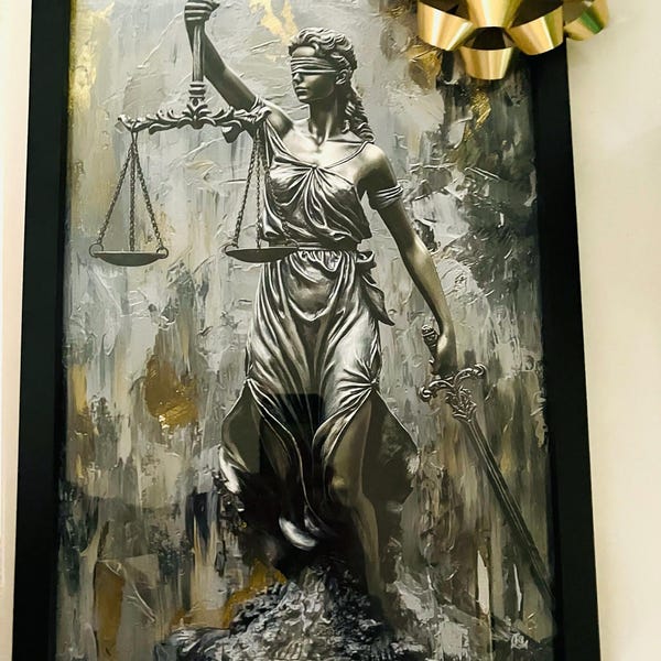 Lady Justice Canvas Painting, Framed Print, Perfect for Legal and ...