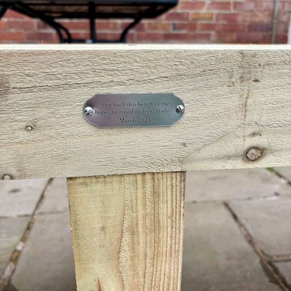 Personalised Bench Plaques,name Tags, All Weather Memorial Plaque ...