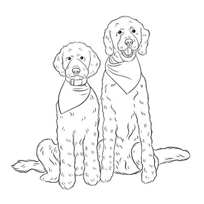 Digital Pet Outline SIMPLE Dog Cat Vector Line Out Drawing, Pet Sketch ...