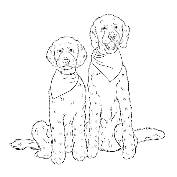 Digital Pet Outline (SIMPLE) - Dog Cat Vector Line Out Drawing, Pet ...
