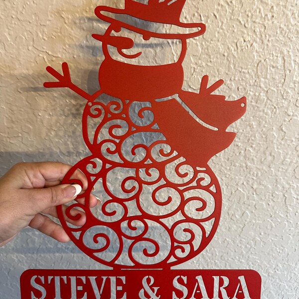 Personalized Snowman Metal Wall Art Hanging, Great Outdoor Sign ...