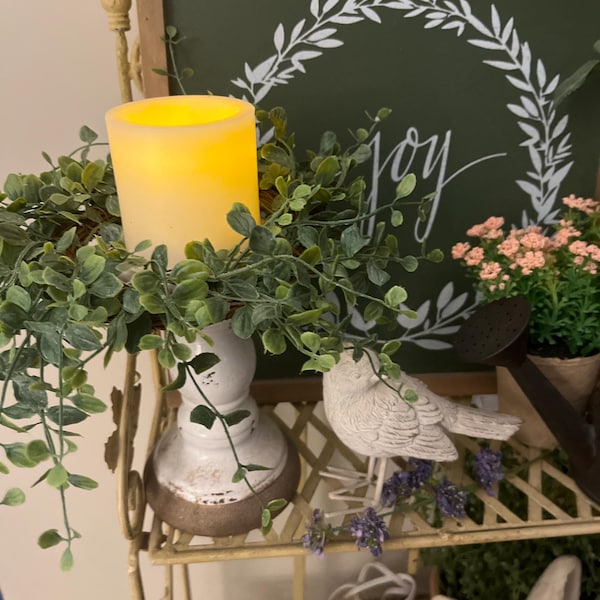 BACK in STOCK Greenery Farmhouse Vine Candle Ring, Farmhouse Everyday ...