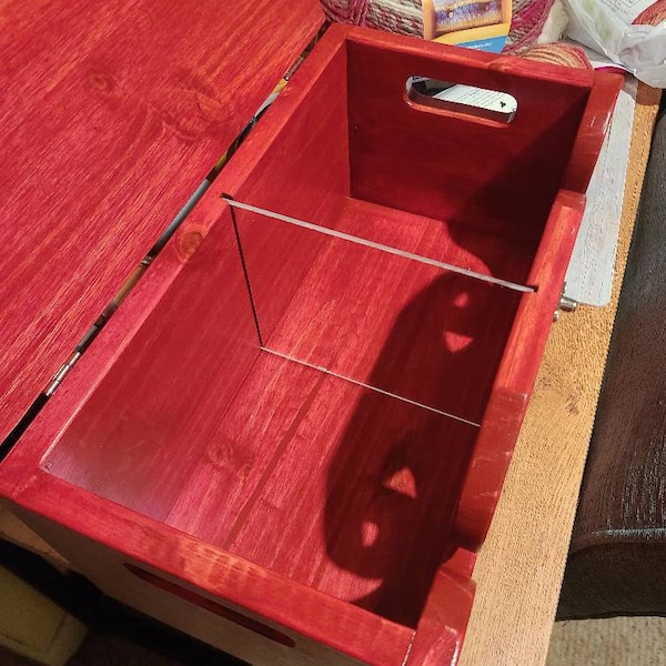 Multipurpose Handmade Wood Yarn Box With Divider, Solid Wood ...