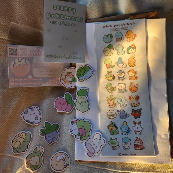 Pastel Tiny Derpy Poke Gen 1-9 Starters Sticker Sheet | 27 Stickers! - Etsy