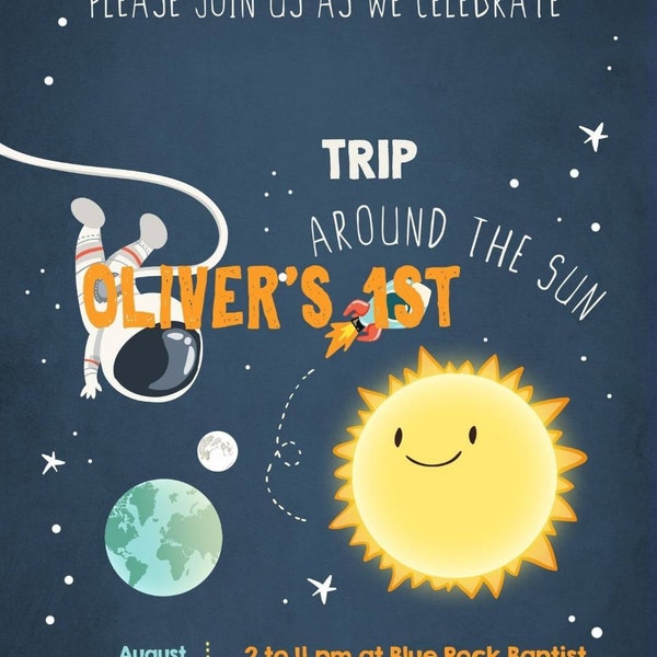Editable Outer Space Birthday Invitation Rocket Astronaut Birthday ...