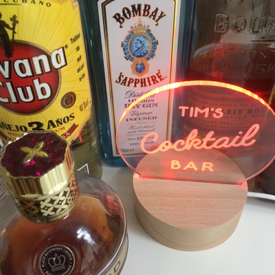 Personalised Home Bar Mini Desk Lamp, Birthday Gift for Her, Home Bar ...