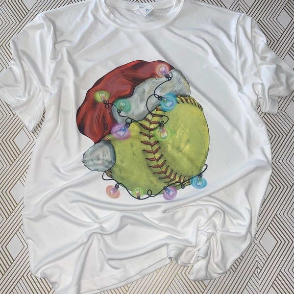 Christmas Softball Ball Sublimation Png, Softball SANTA Hat Hand ...