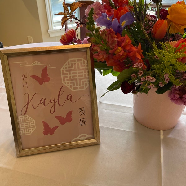 Personalized, Dohl, Dol, Korean 1st Birthday, Sign, Dohl Decoration ...