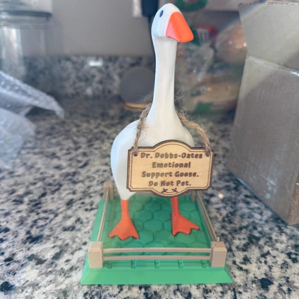 Emotional Support Goose Desk Buddy | Magnetic Goose With Custom Wooden ...